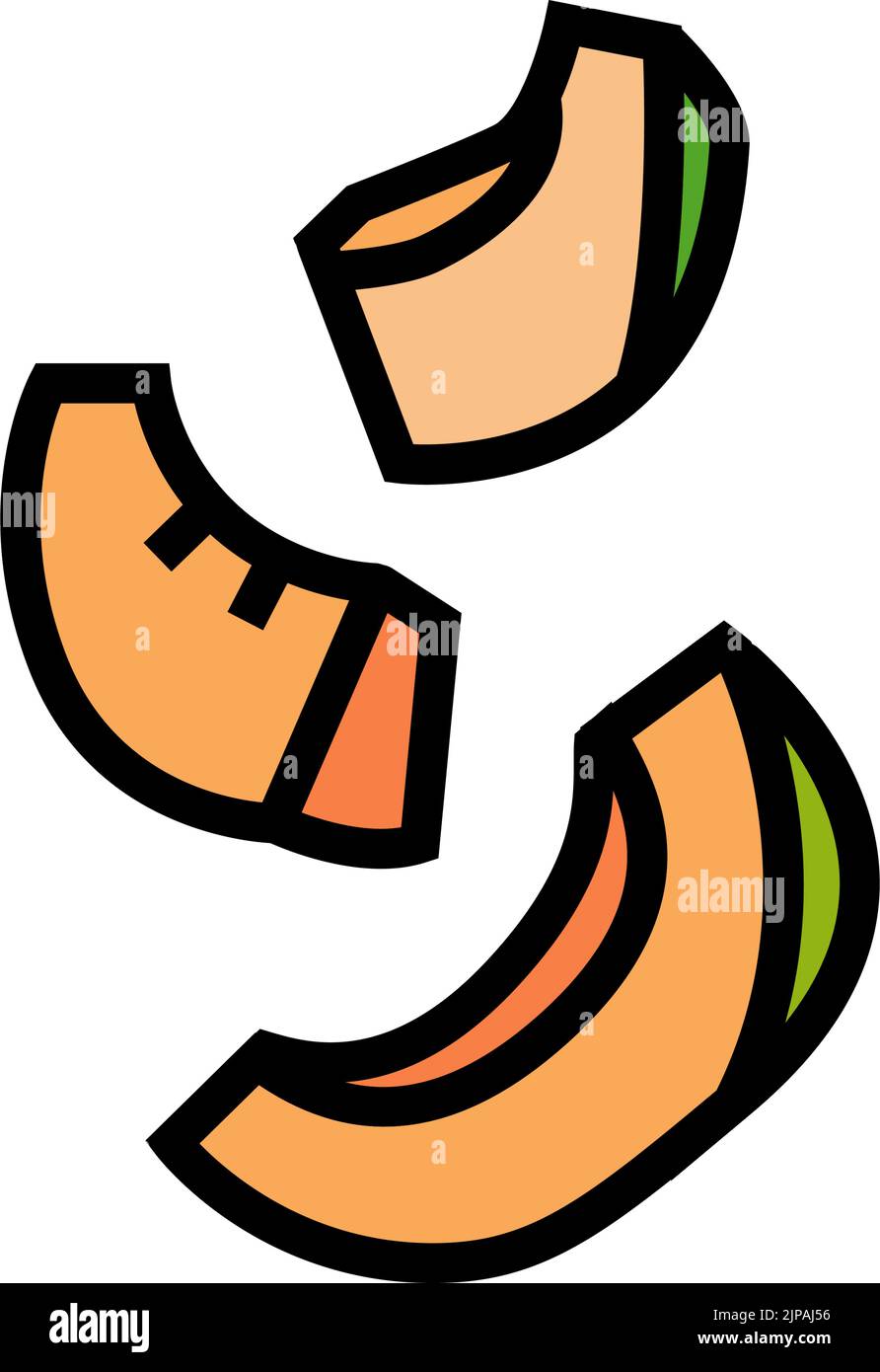 slice cut melon green cantaloupe color icon vector illustration Stock ...