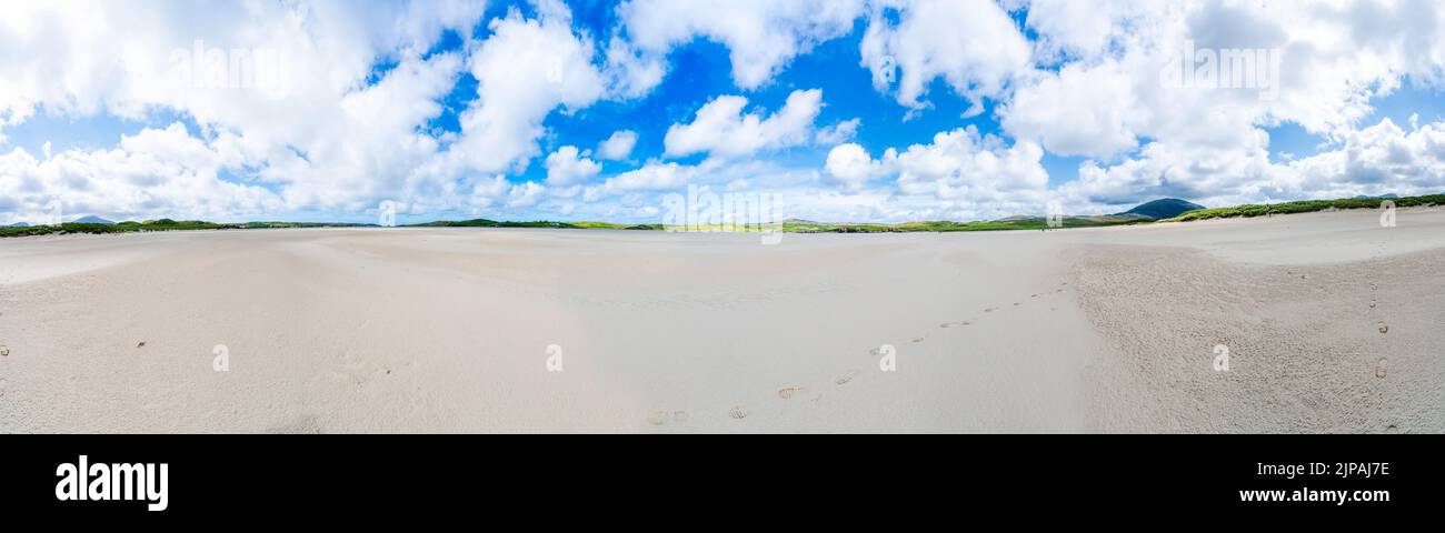 Wide panoramic view of Ardriol beach in Uig Bay on Isle of Lewis ...