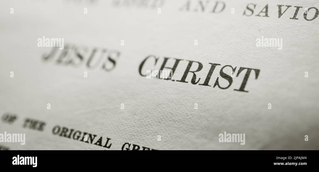 Close up of Old English Antique Holy Bible Stock Photo - Alamy