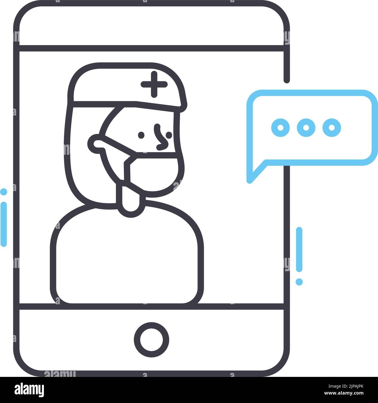 online consultation line icon, outline symbol, vector illustration ...