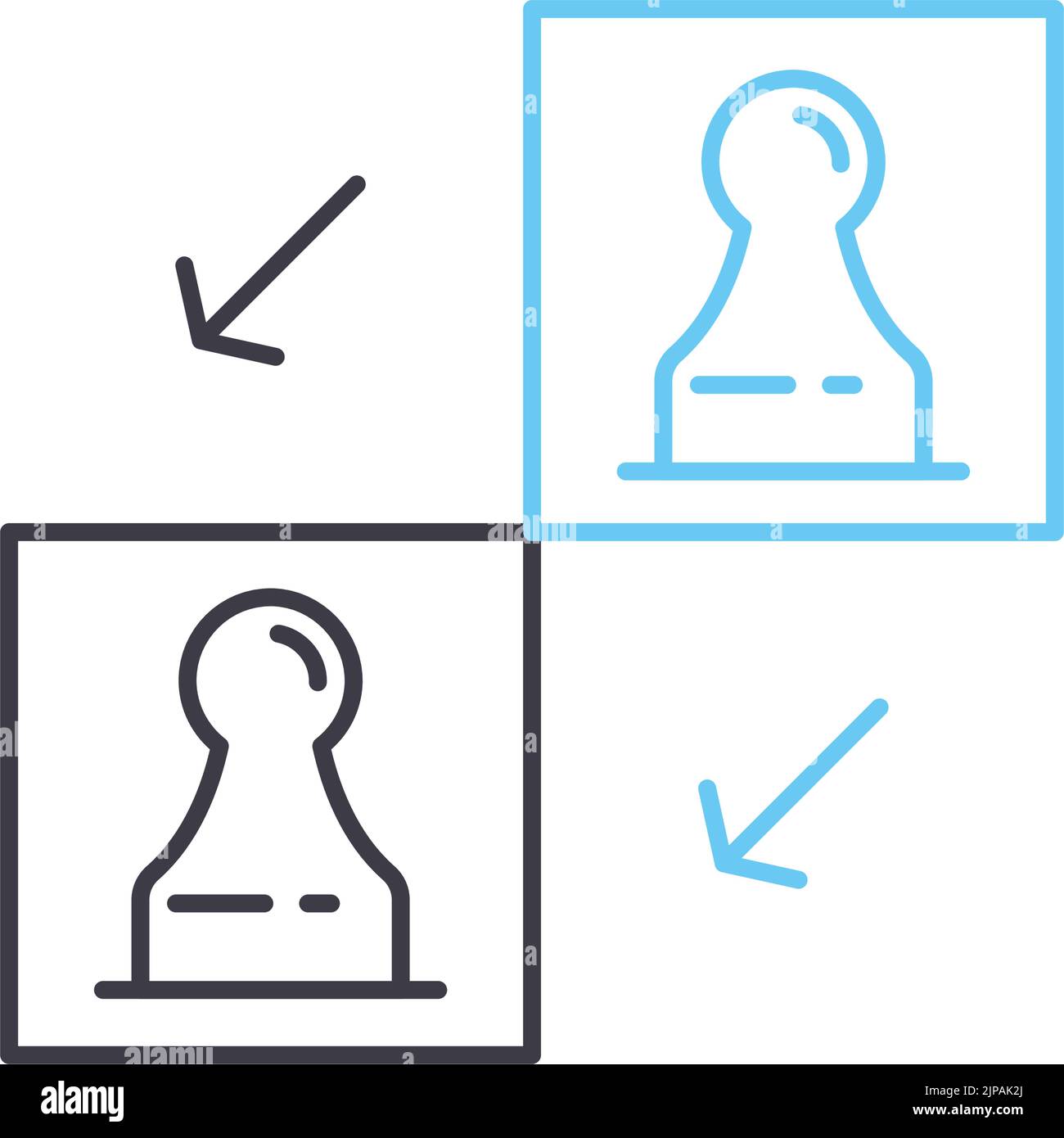 tactical move line icon, outline symbol, vector illustration, concept ...