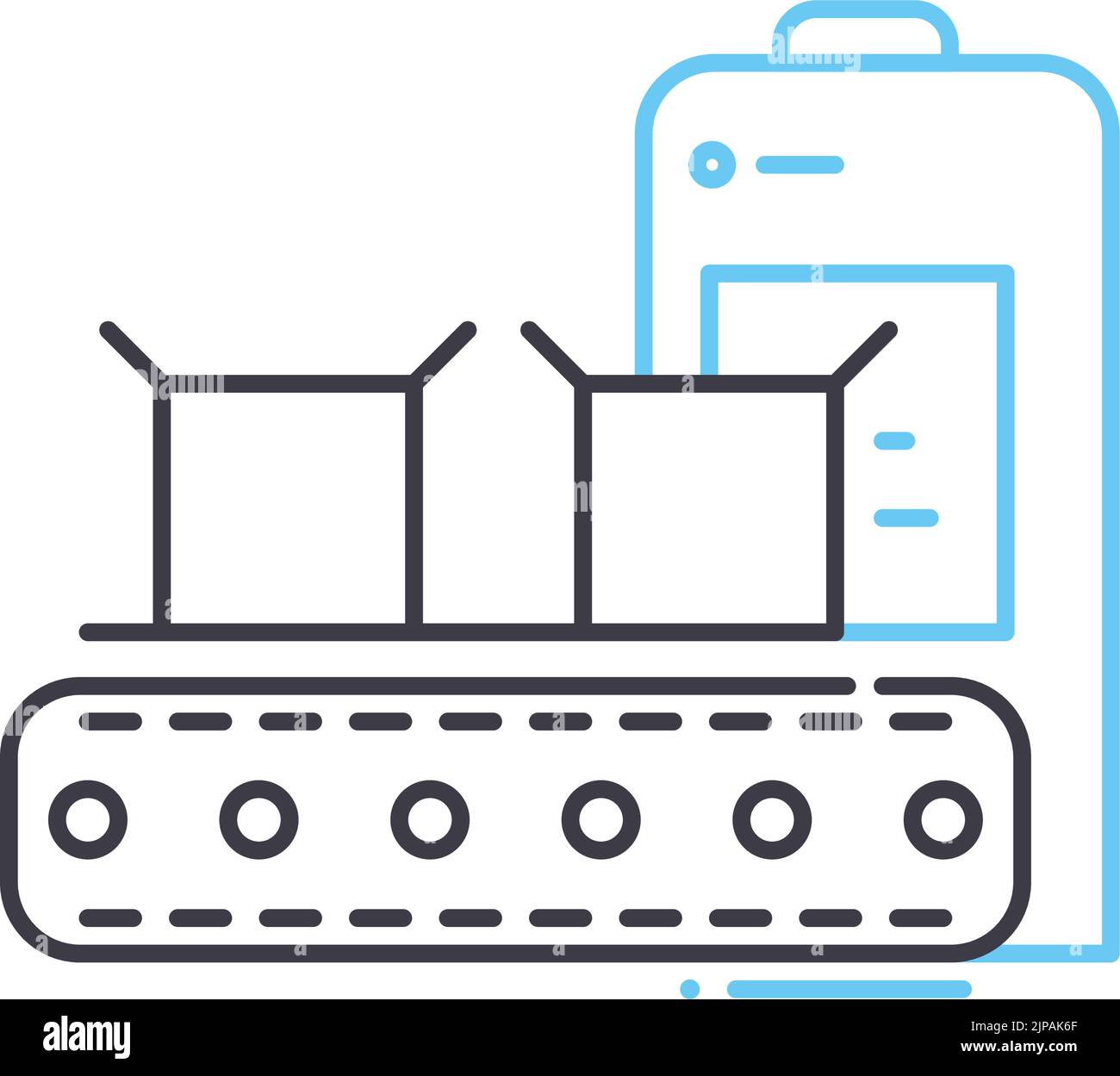 production line line icon, outline symbol, vector illustration, concept ...