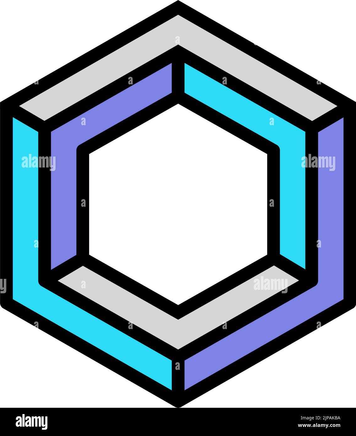 hexagon impossible geometric shape color icon vector illustration Stock ...
