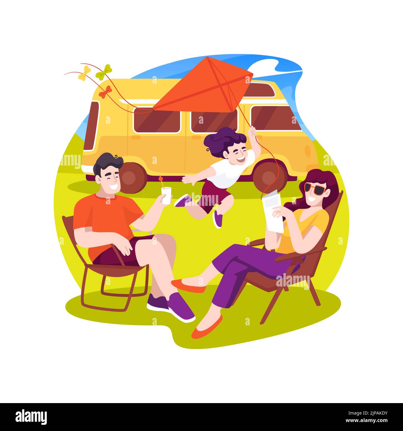 Motorhome in nature isolated cartoon vector illustration Stock Vector ...
