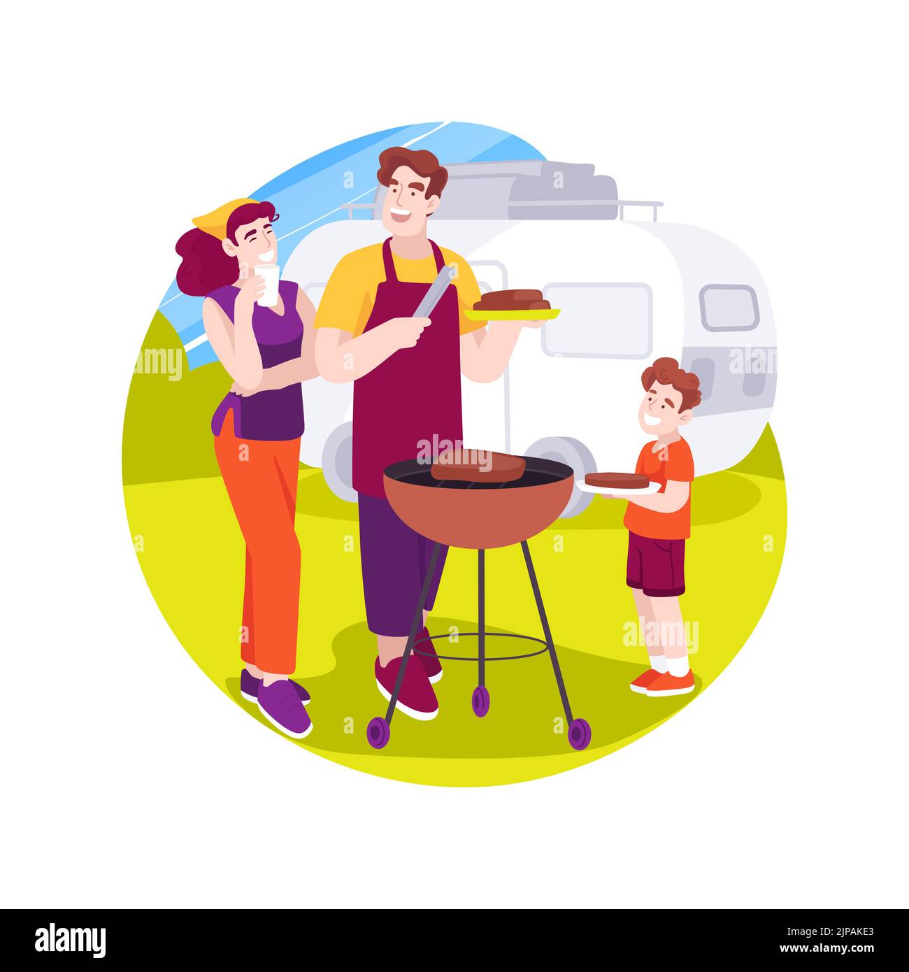 Outdoor barbecue isolated cartoon vector illustration Stock Vector ...