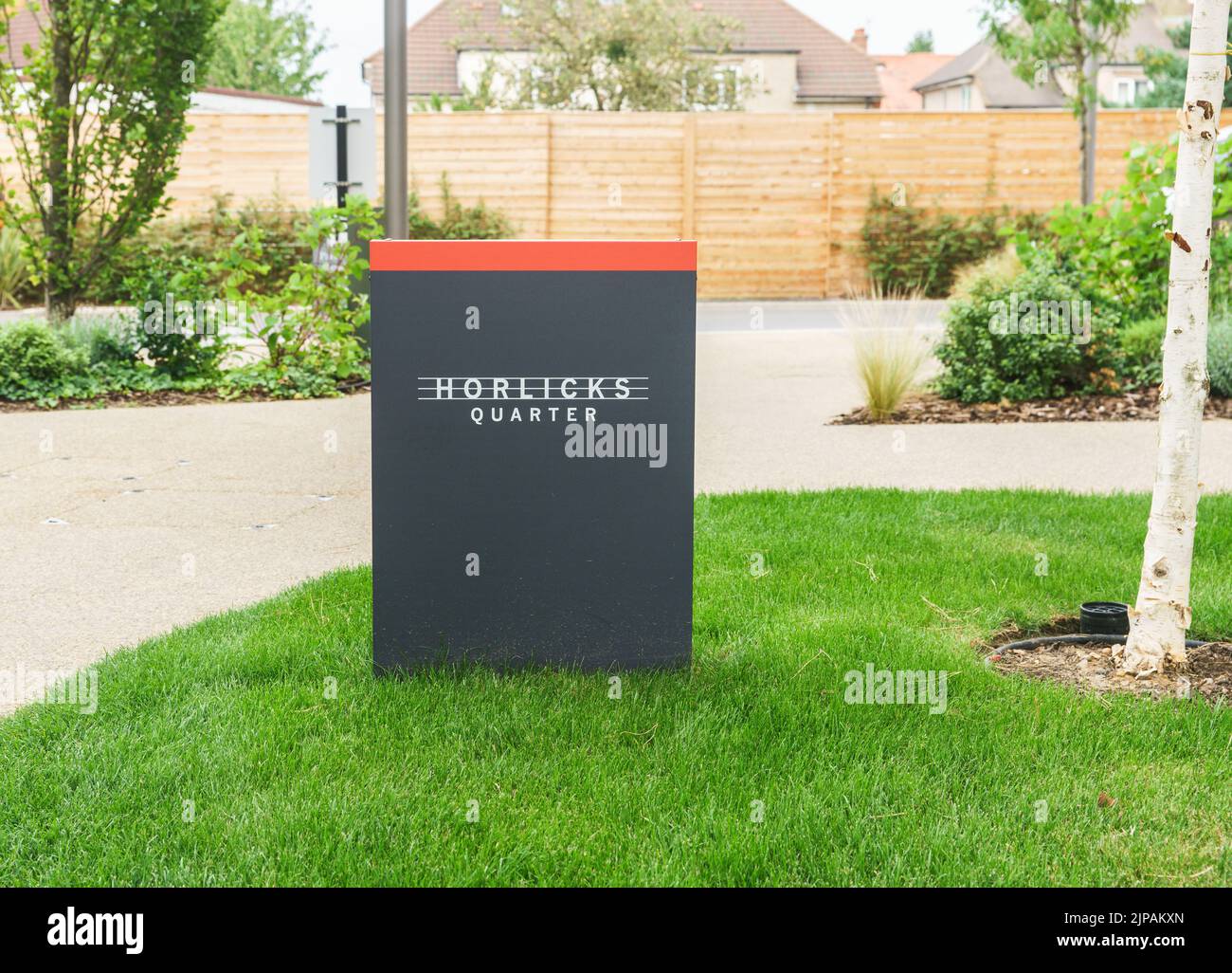 Signage at the Horlicks Quarter, a redevelopment by Berkeley Homes ...