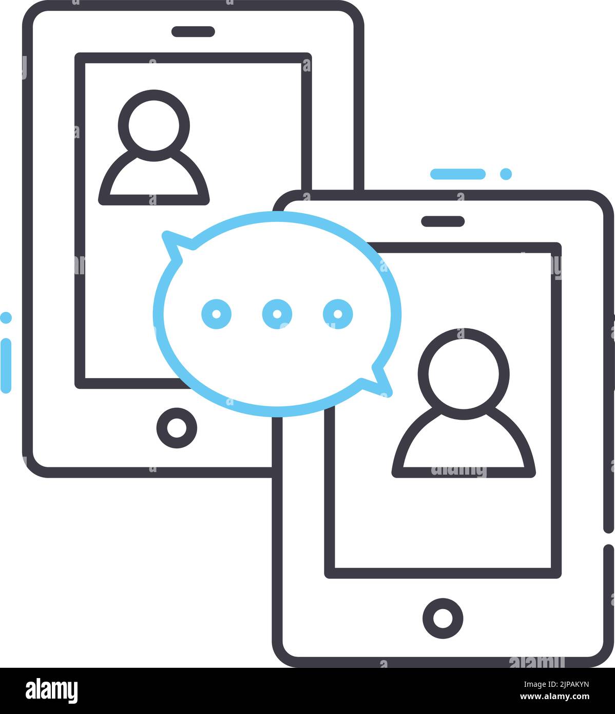 online conference line icon, outline symbol, vector illustration ...