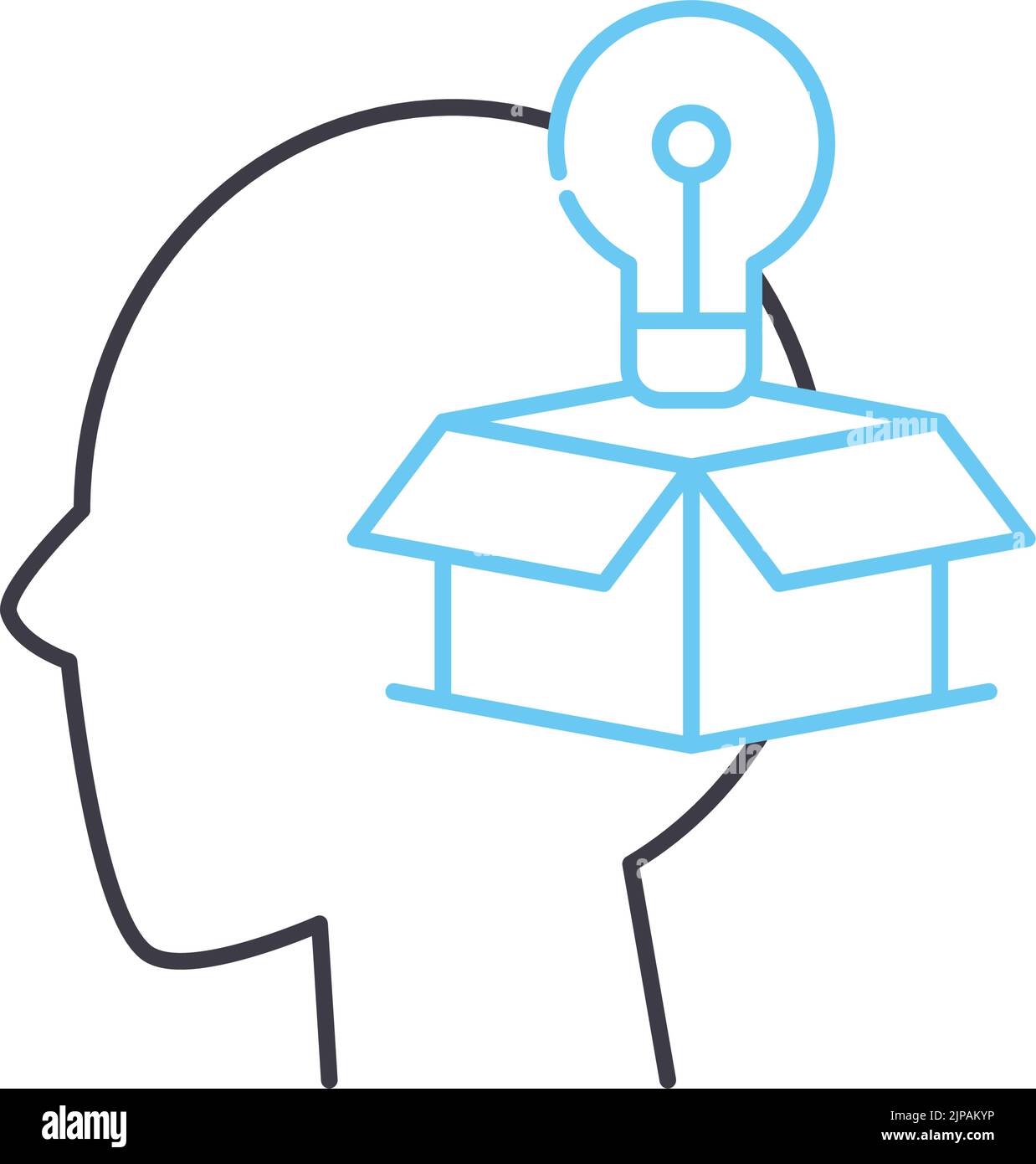 think out of the box mind line icon, outline symbol, vector ...