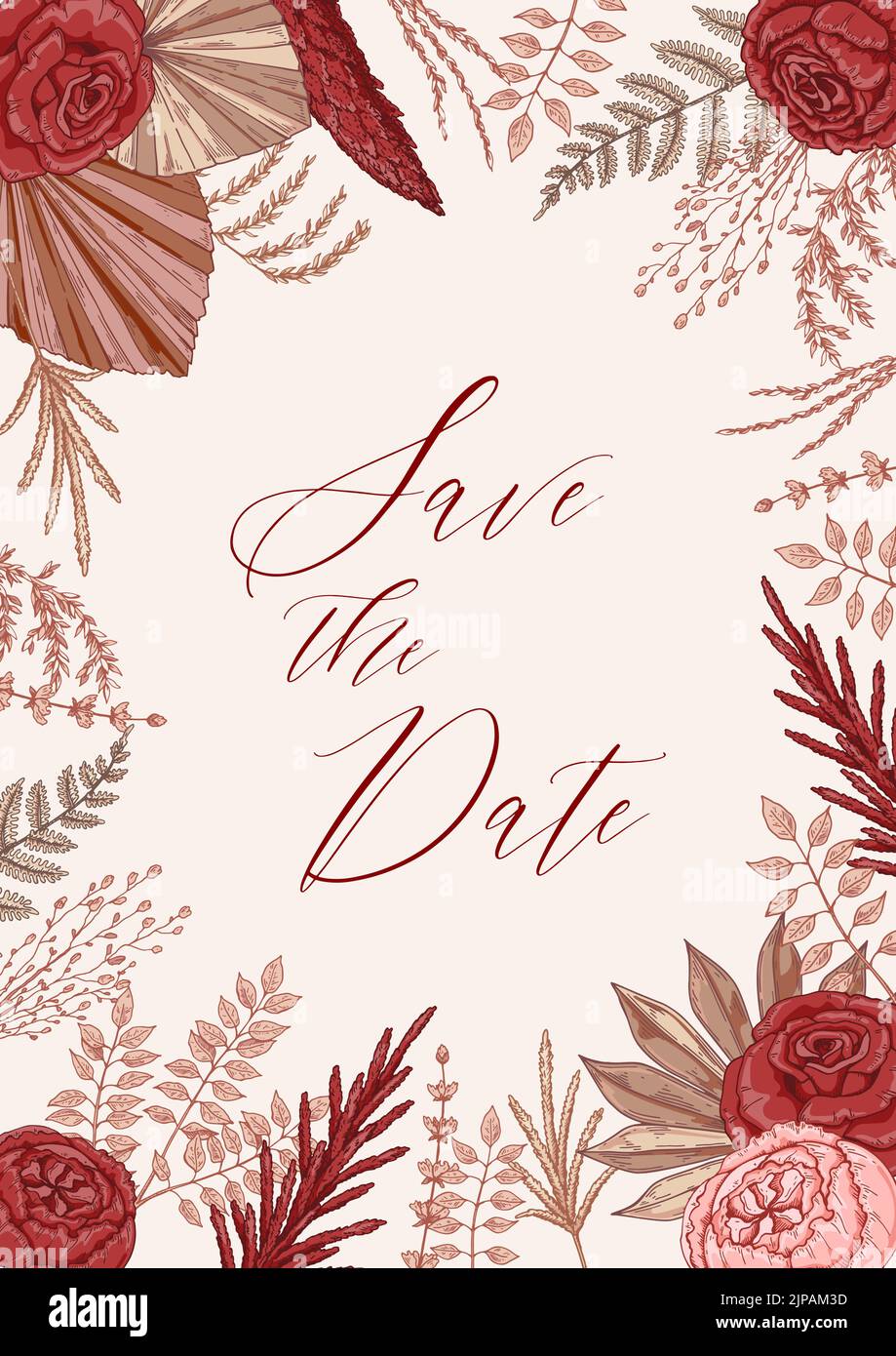Modern vertical boho wedding designs for invitation, greeting cards ...