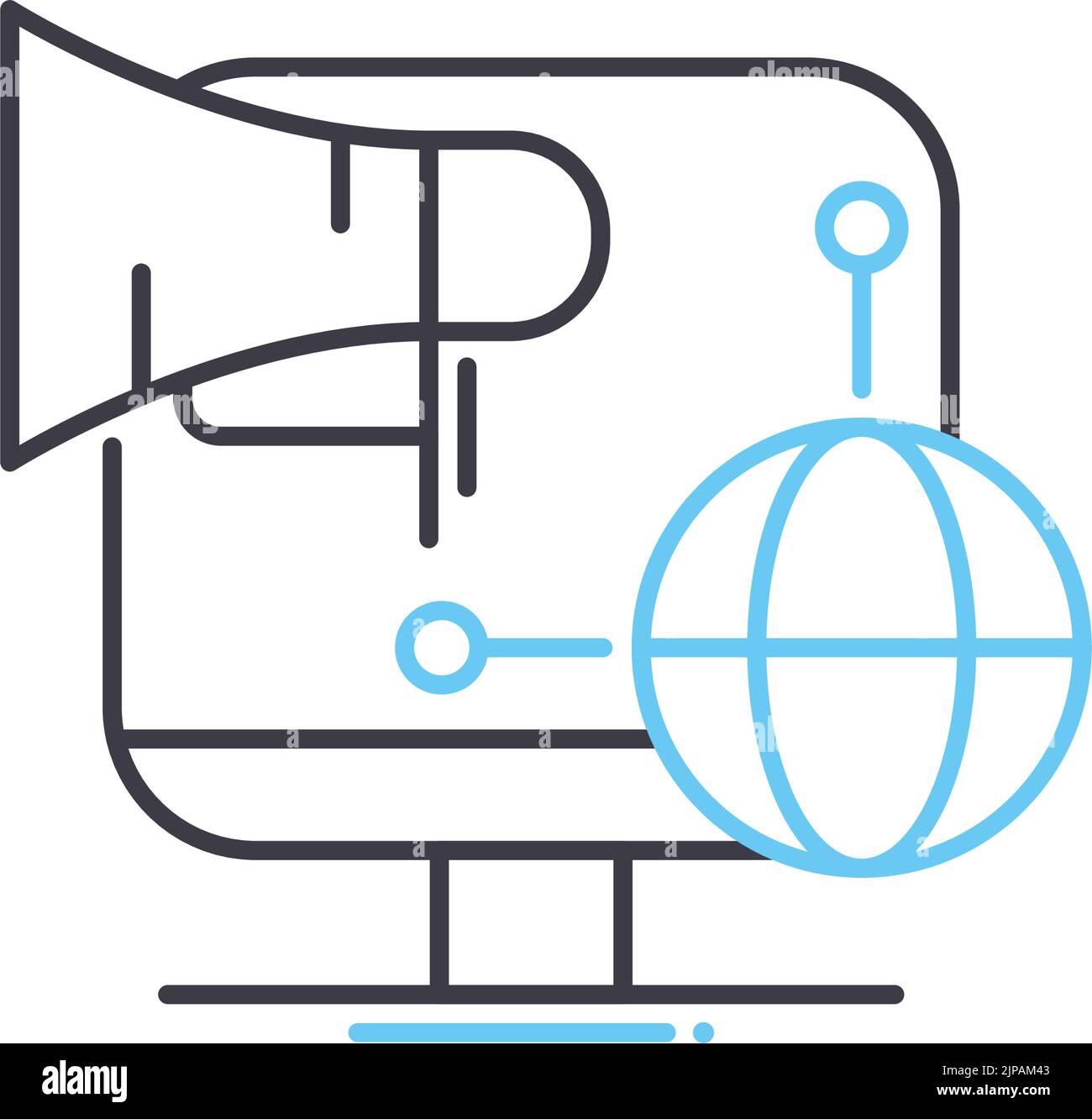 Global Marketing Management Line Icon Outline Symbol Vector