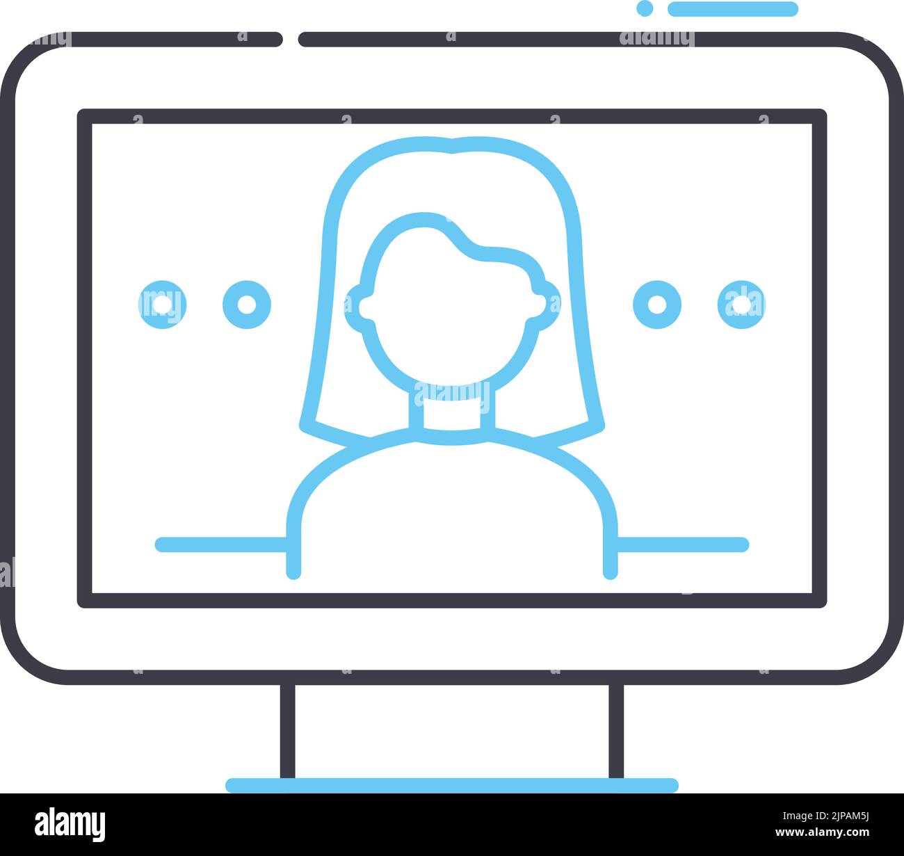 monitor line icon, outline symbol, vector illustration, concept sign ...