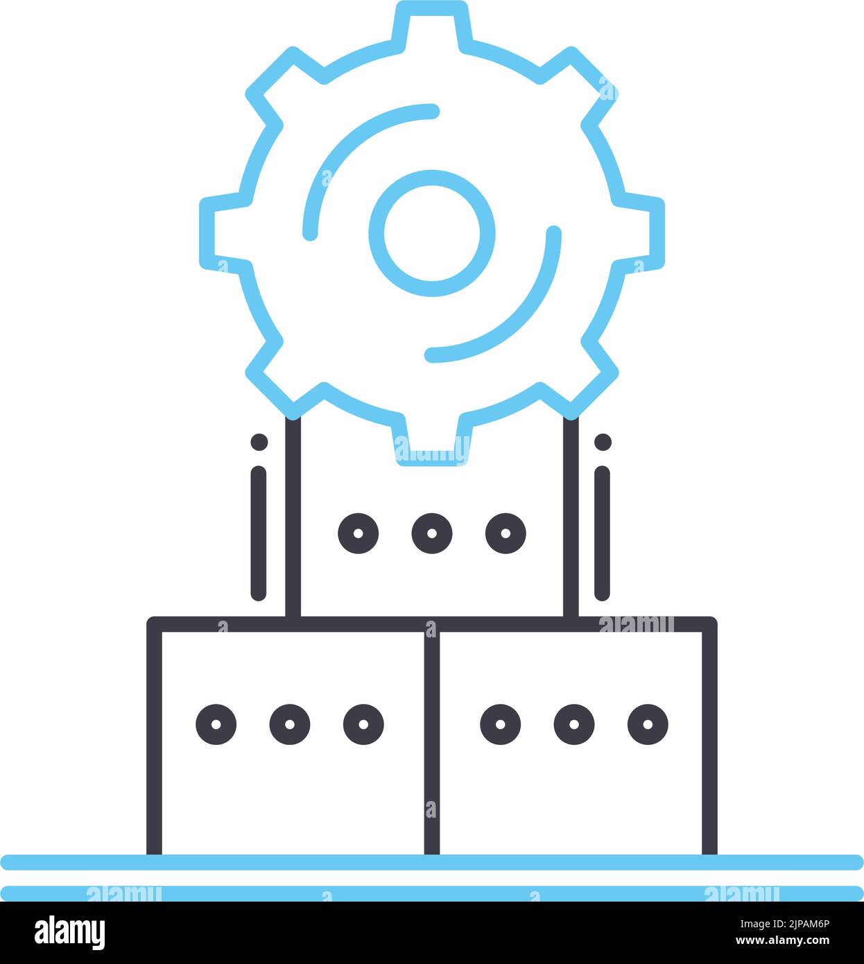 machinery production line icon, outline symbol, vector illustration ...