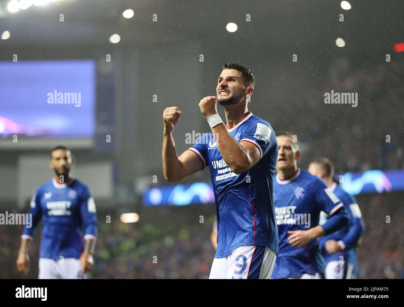 Rangers' Antonio-Mirko Colak celebrates scoring their side's first goal ...