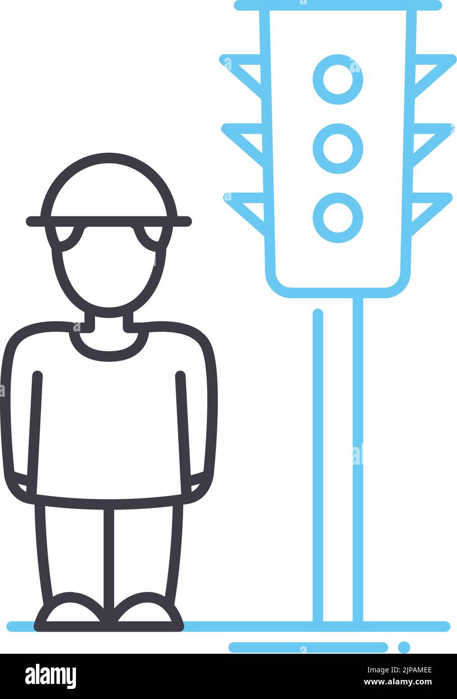 traffic light line icon, outline symbol, vector illustration, concept ...