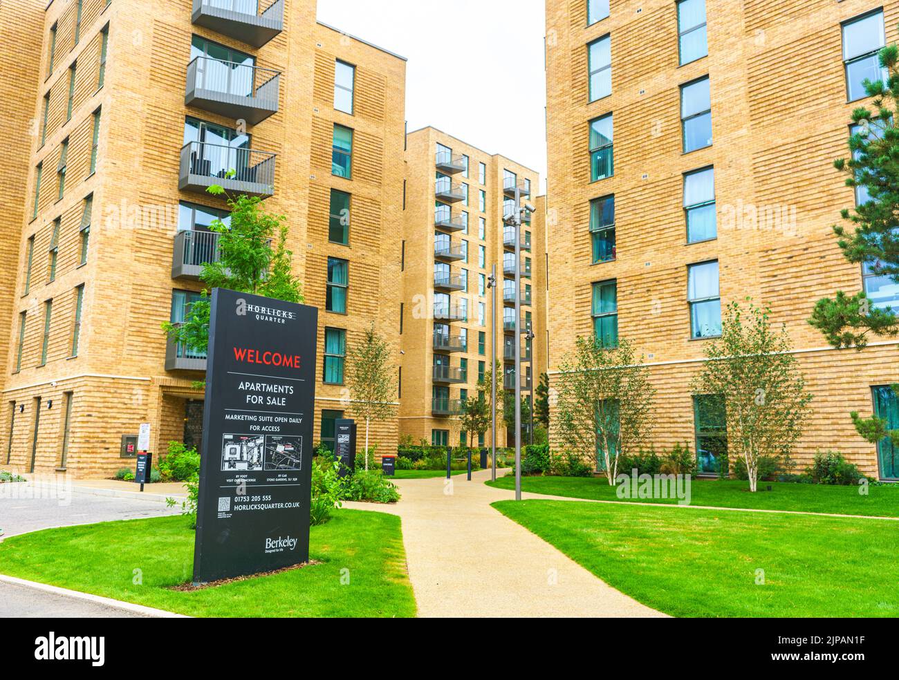 New apartment blocks built on the site of the old Horlicks Factory, a ...
