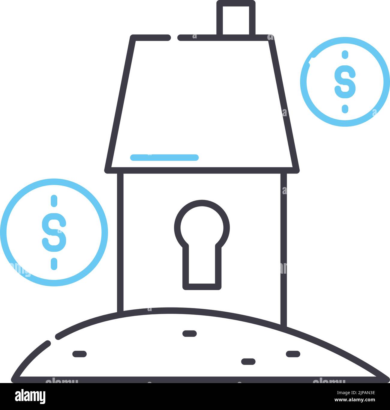 private property line icon, outline symbol, vector illustration ...