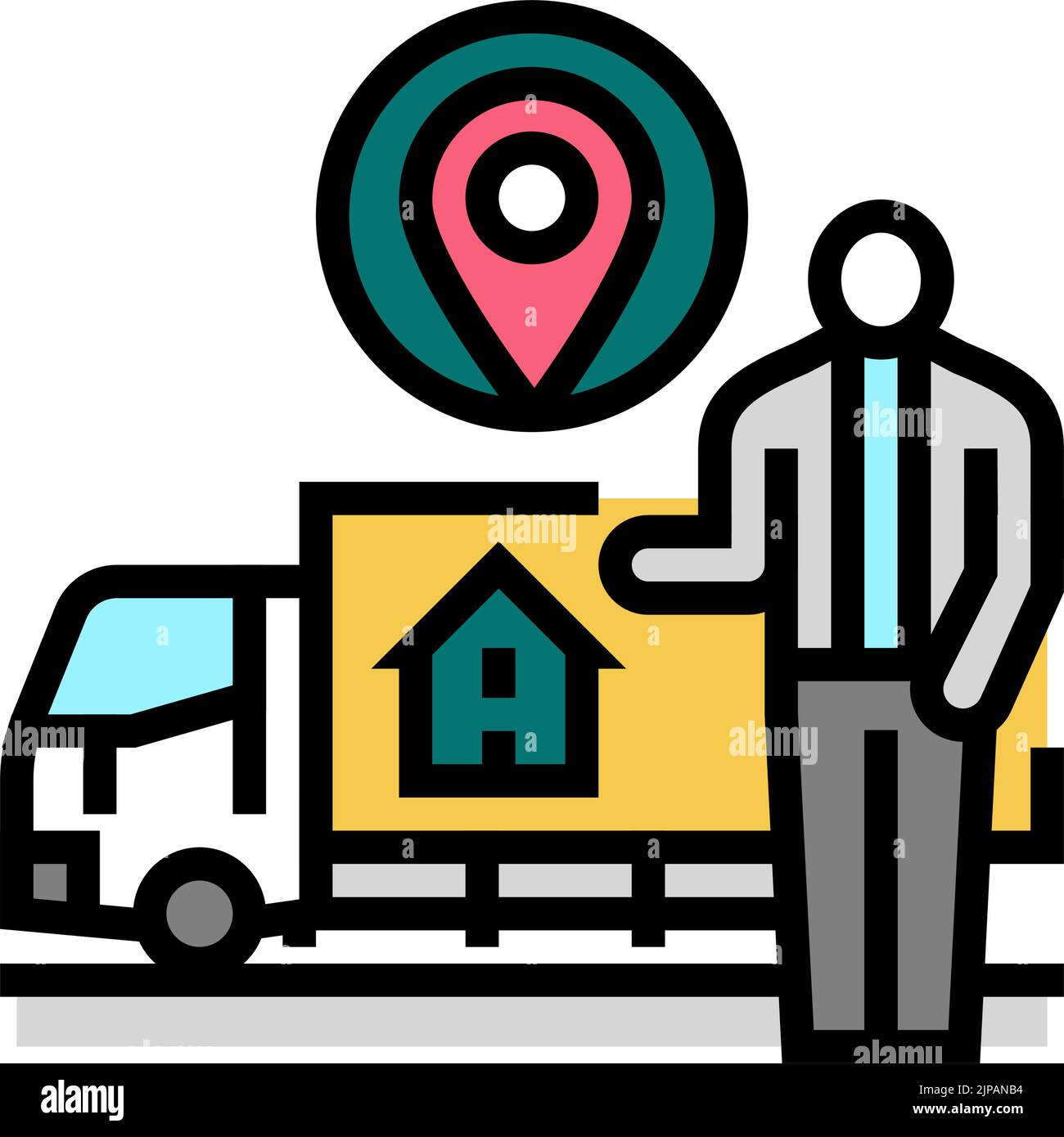 relocation services interior design color icon vector illustration ...