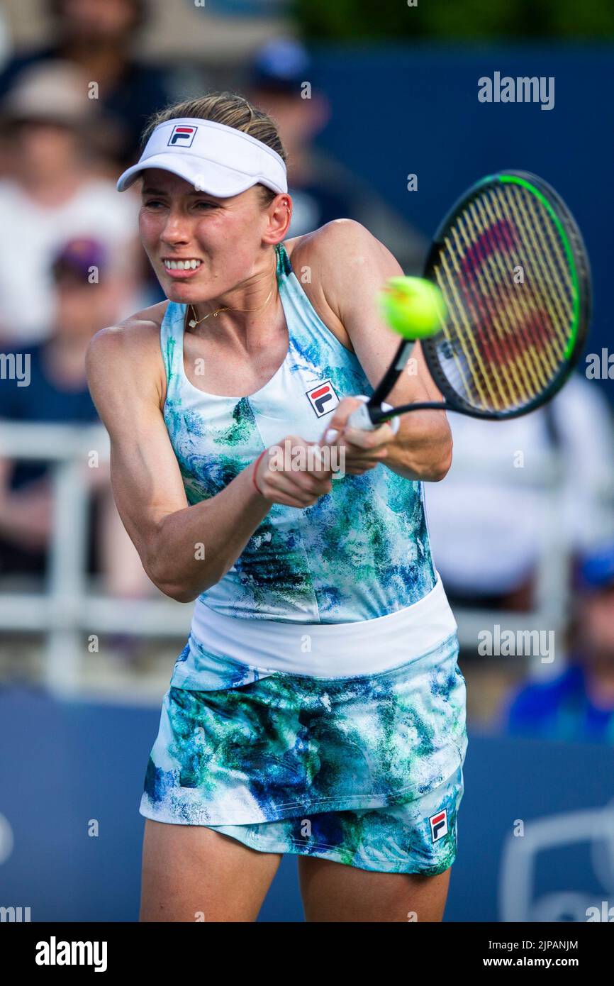 Mason, Ohio, USA. 15th Aug, 2022. Ekaterina Alexandrova returns the ...