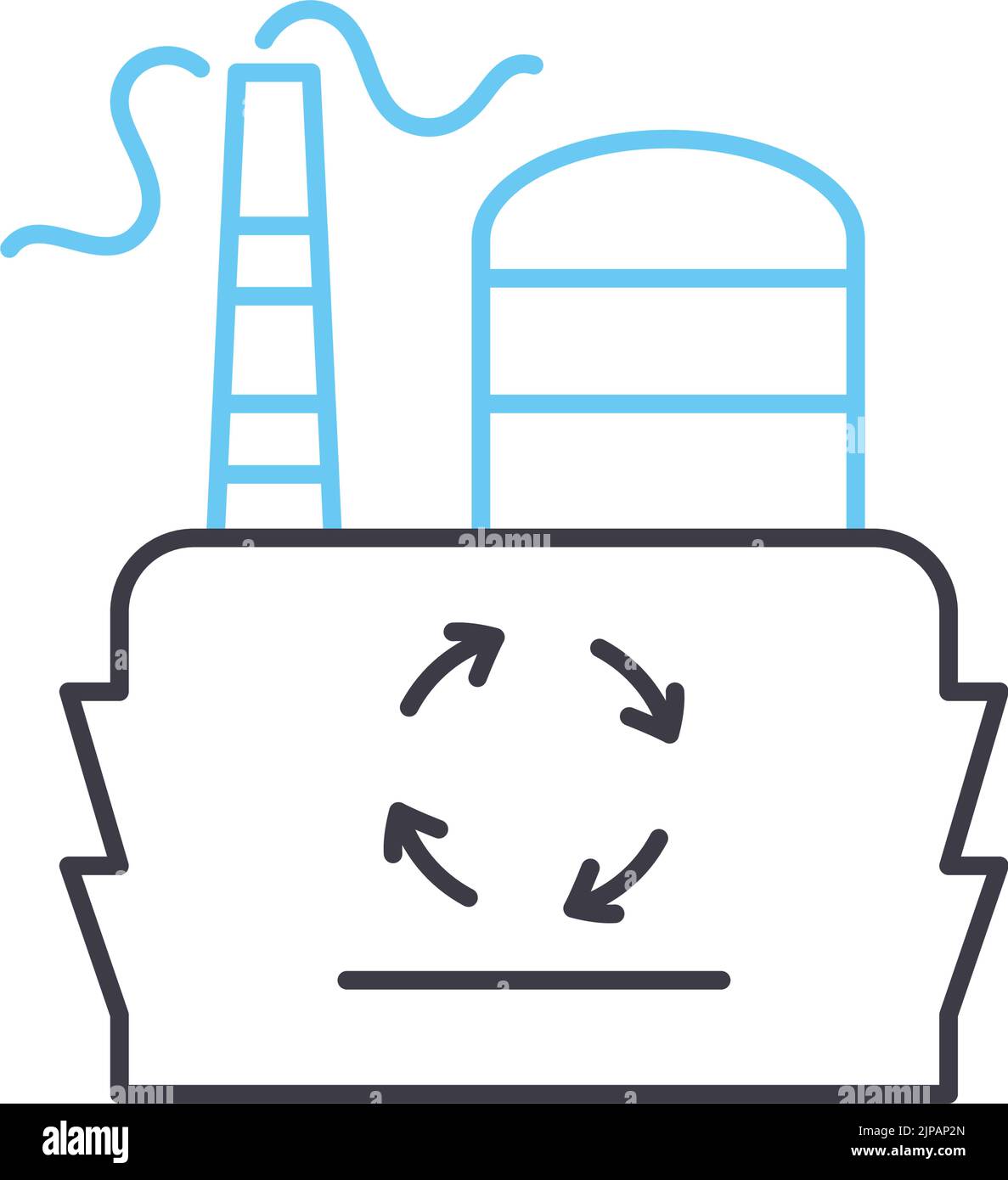 recycling plant line icon, outline symbol, vector illustration, concept ...
