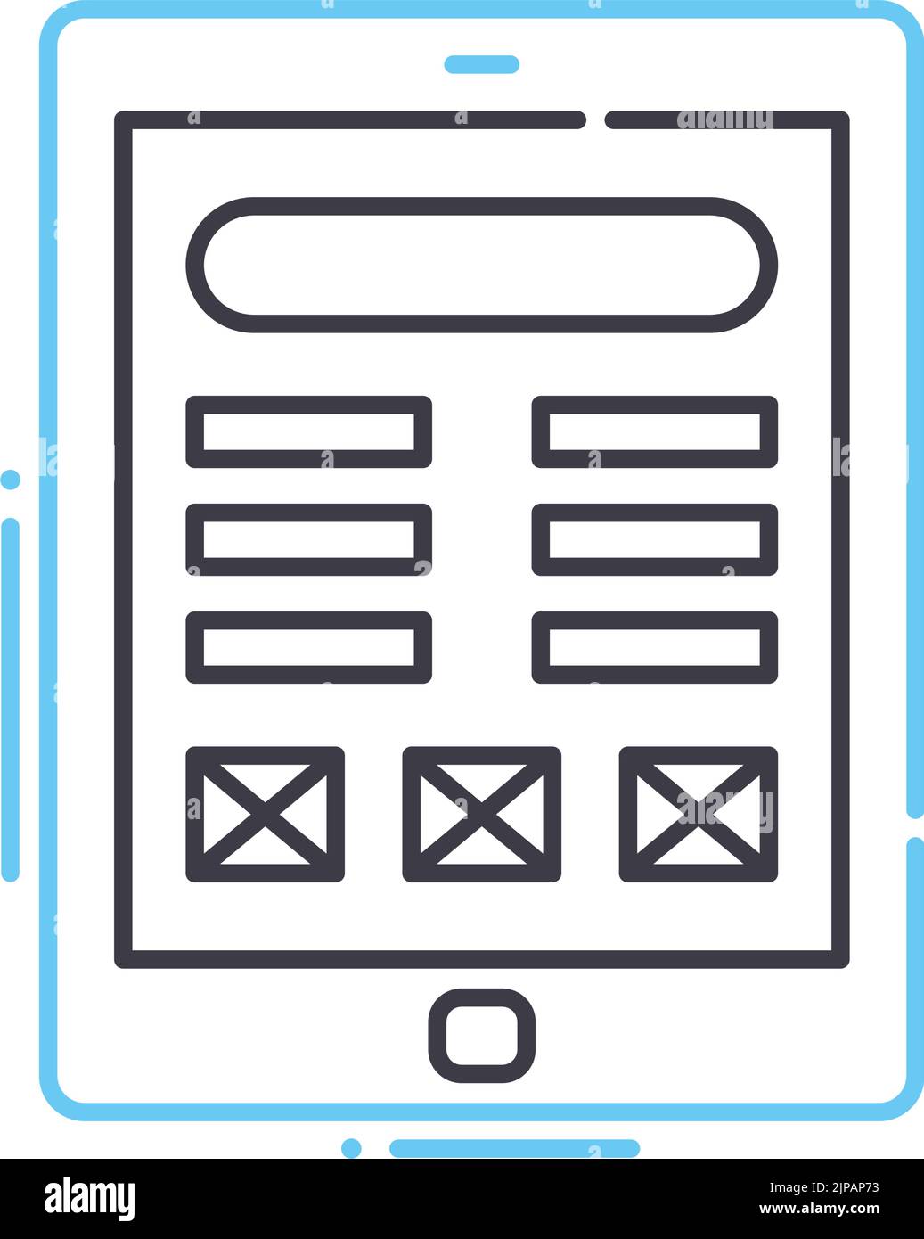 mobile landing page line icon, outline symbol, vector illustration, concept sign Stock Vector ...