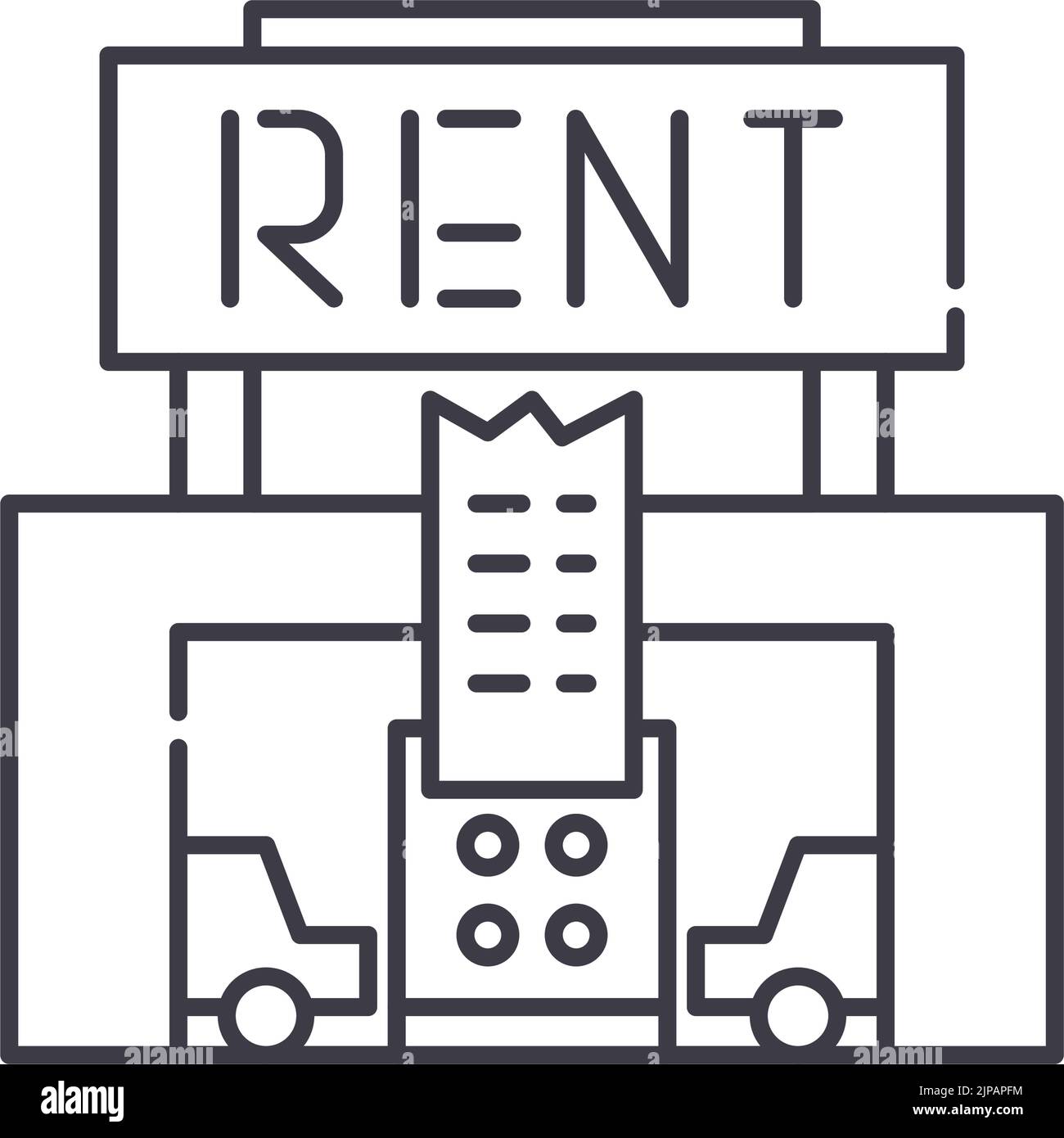 rental business line icon, outline symbol, vector illustration, concept ...