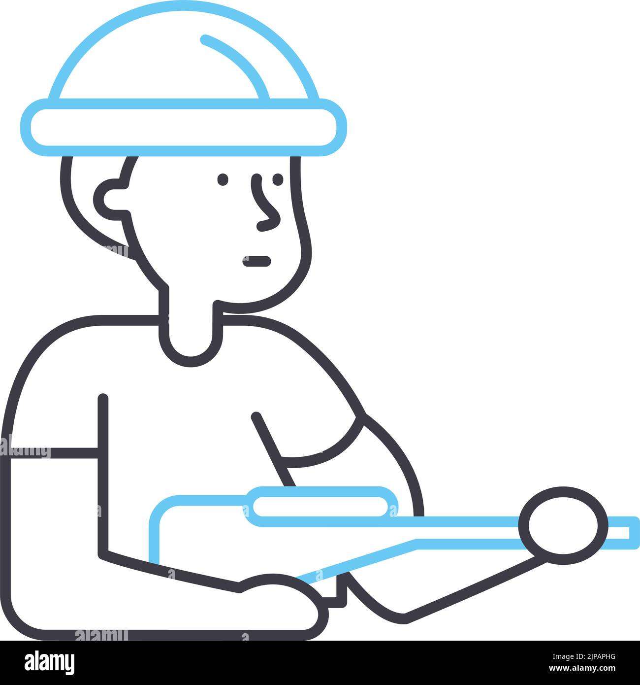 warrior line icon, outline symbol, vector illustration, concept sign ...