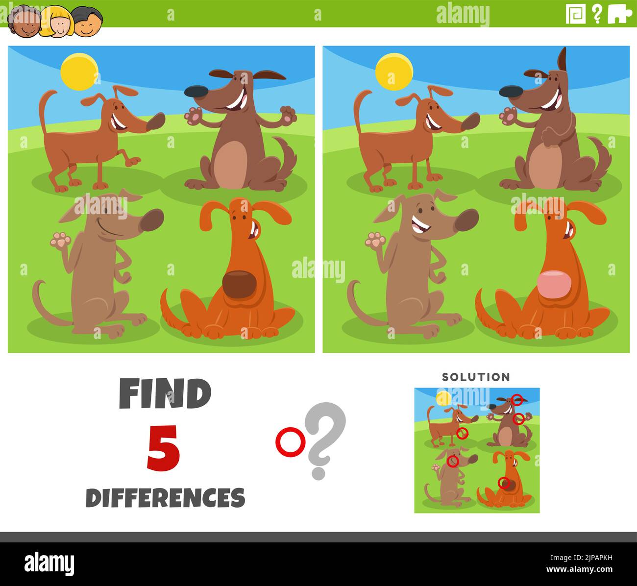 Cartoon illustration of finding the differences between pictures ...