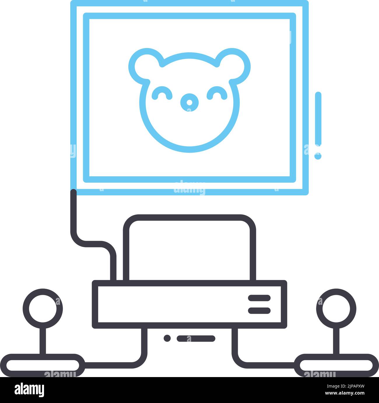 video game line icon, outline symbol, vector illustration, concept sign ...