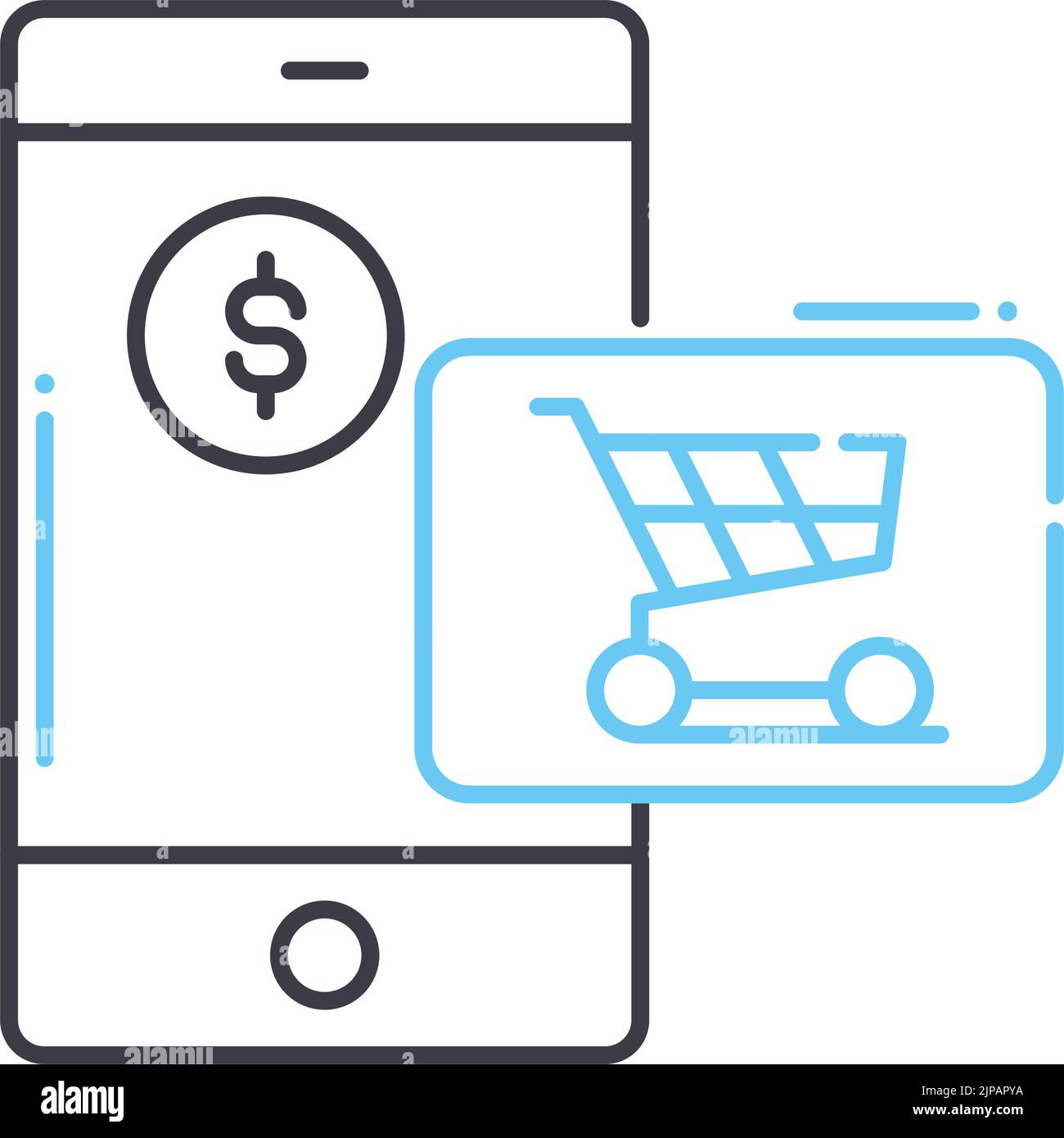 mobile commerce line icon, outline symbol, vector illustration, concept ...