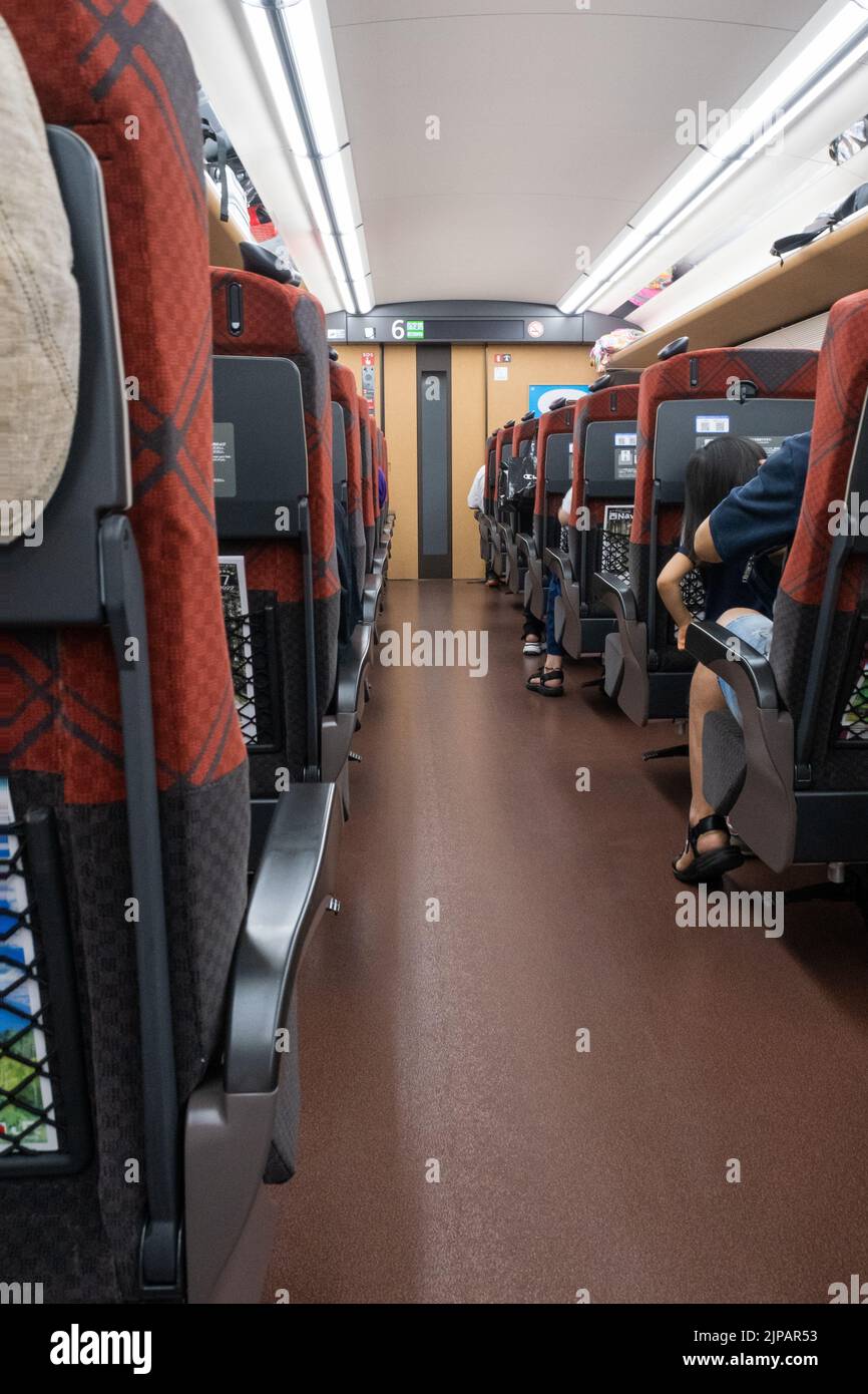 The regular reserved seating area of the Japan railway Hakutaka Bullet ...