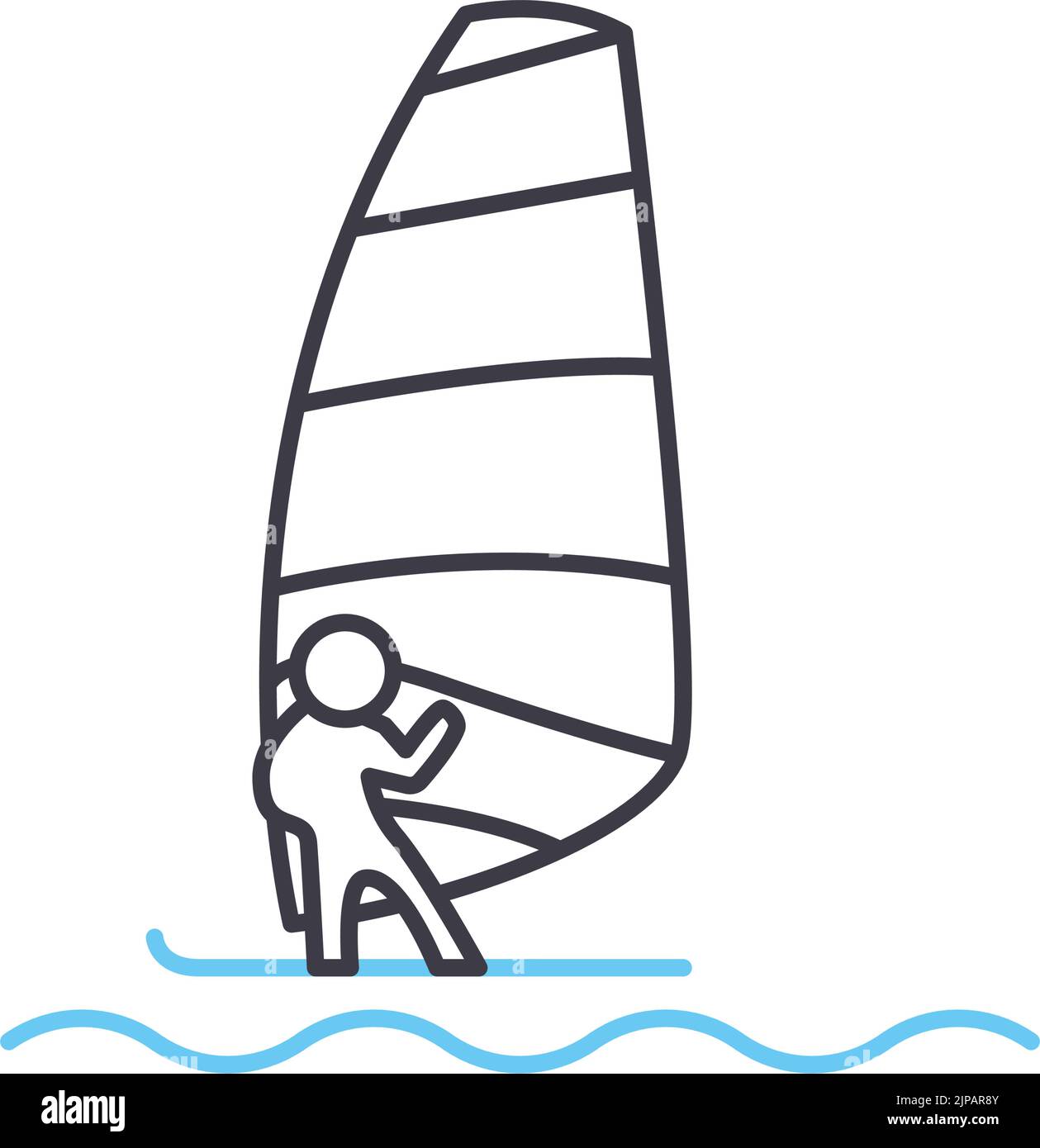 windsurfing sports line icon, outline symbol, vector illustration ...