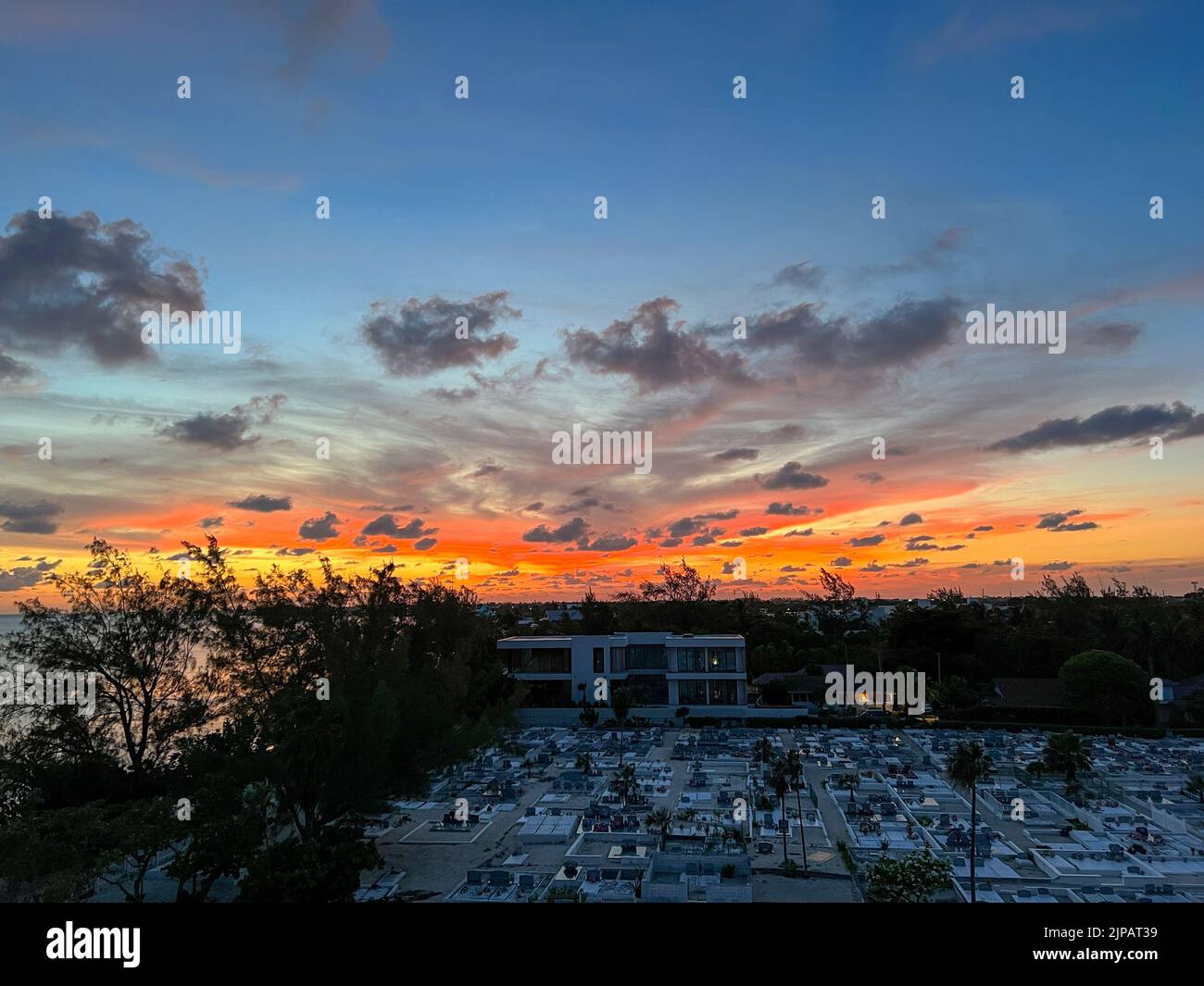 An aerial view of Cemetery Beach on Seven Mile Beach in Grand Cayman ...