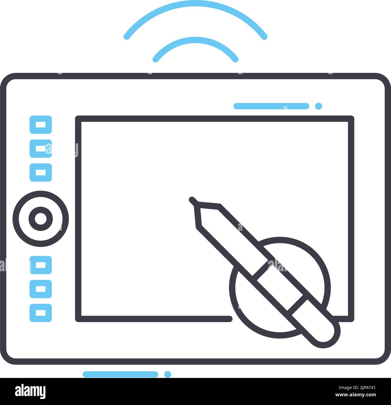 pen tablet line icon, outline symbol, vector illustration, concept sign ...