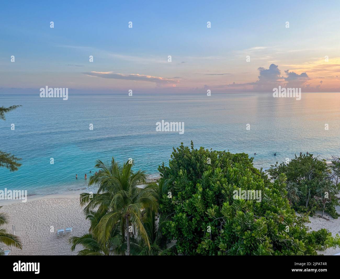 An aerial view of Cemetery Beach on Seven Mile Beach in Grand Cayman ...
