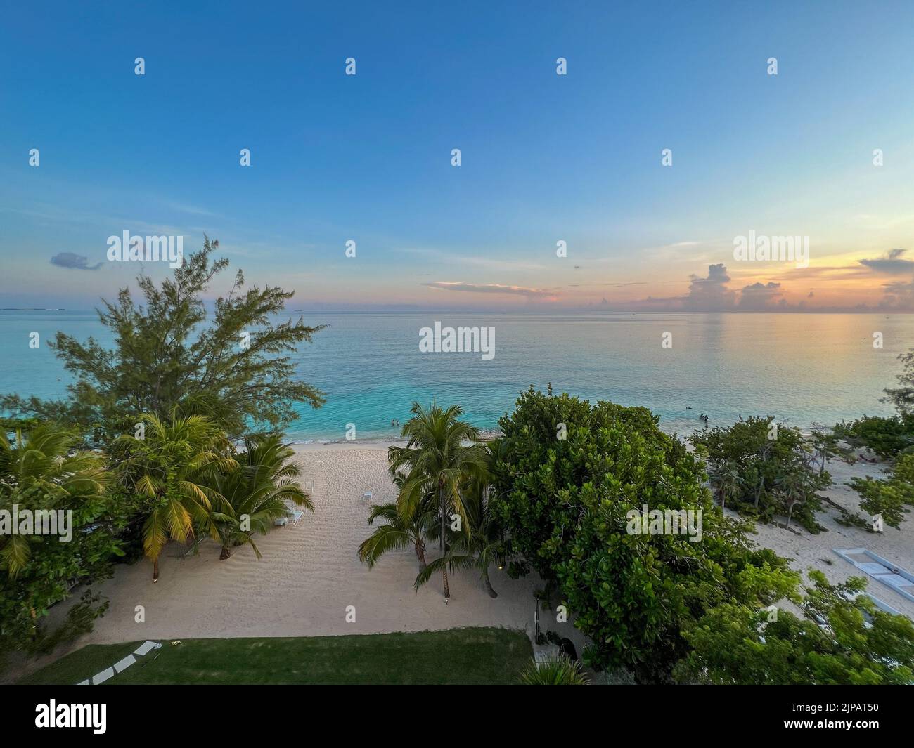 An aerial view of Cemetery Beach on Seven Mile Beach in Grand Cayman ...