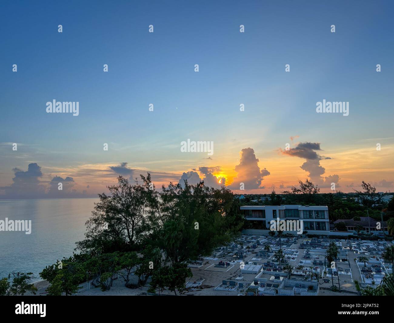An aerial view of Cemetery Beach on Seven Mile Beach in Grand Cayman ...
