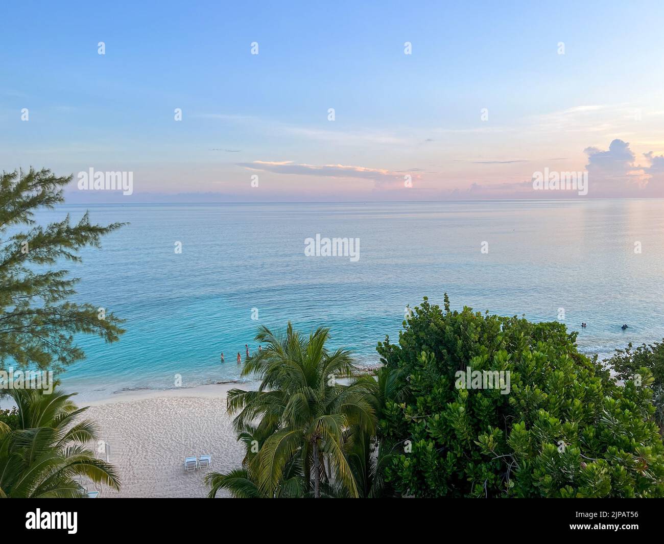 An aerial view of Cemetery Beach on Seven Mile Beach in Grand Cayman ...