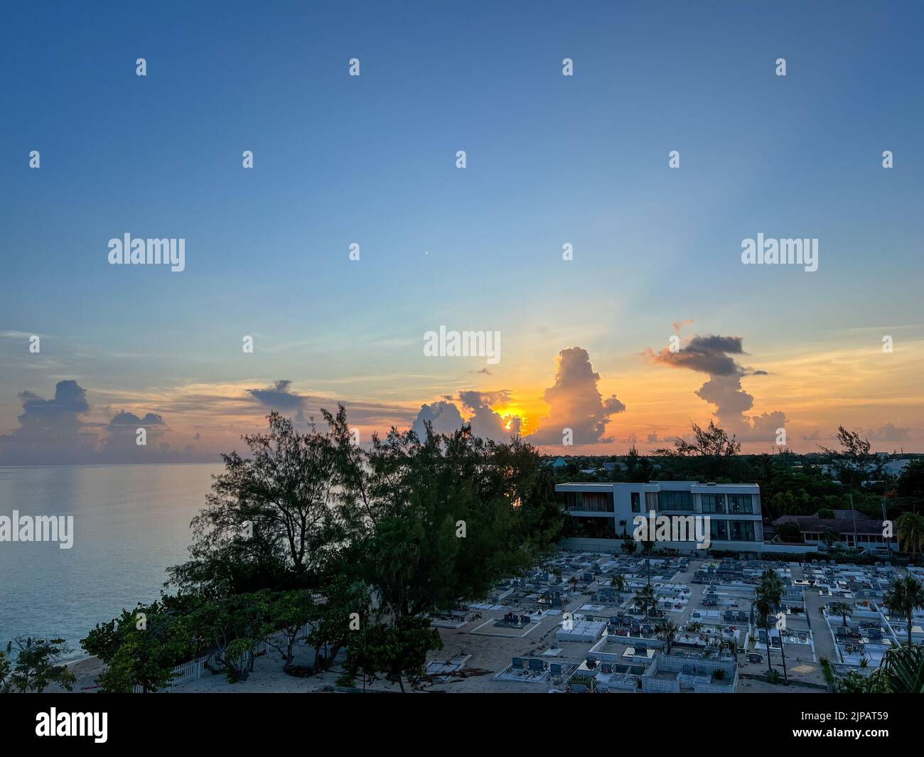 An aerial view of Cemetery Beach on Seven Mile Beach in Grand Cayman ...