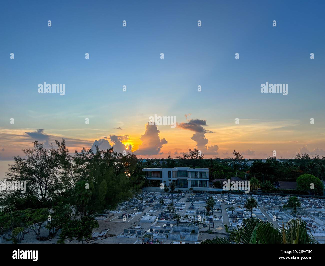 An aerial view of Cemetery Beach on Seven Mile Beach in Grand Cayman ...
