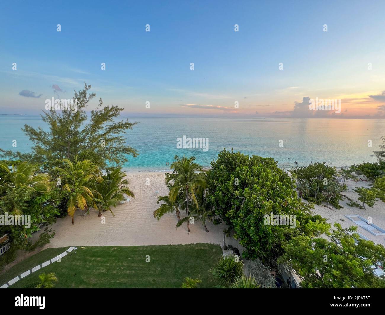 An aerial view of Cemetery Beach on Seven Mile Beach in Grand Cayman ...