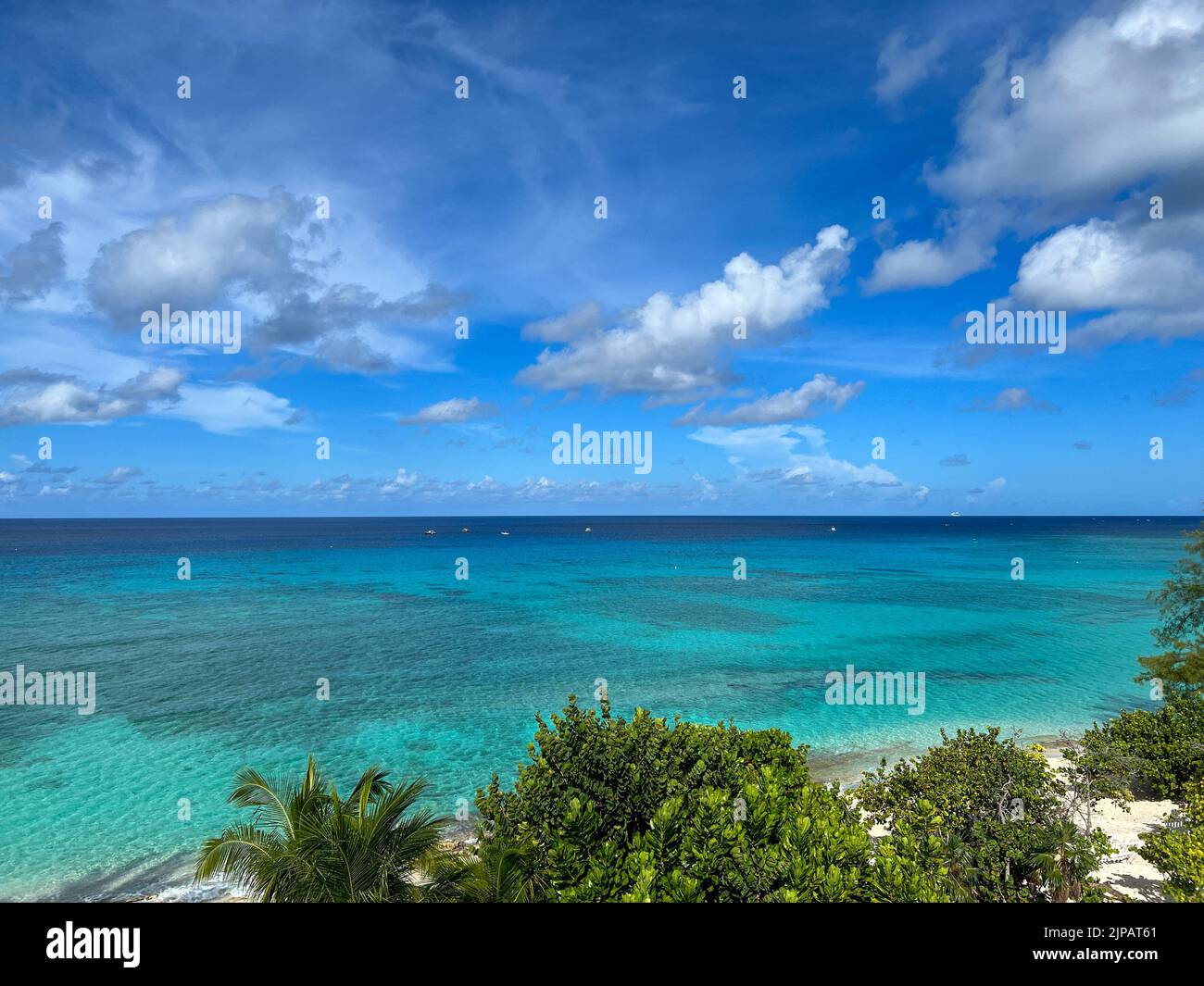 An aerial view of Cemetery Beach on Seven Mile Beach in Grand Cayman ...