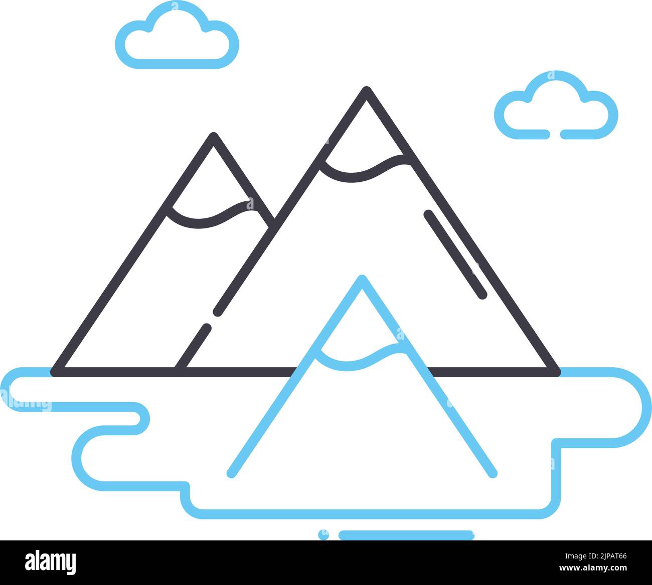 mountains line icon, outline symbol, vector illustration, concept sign ...