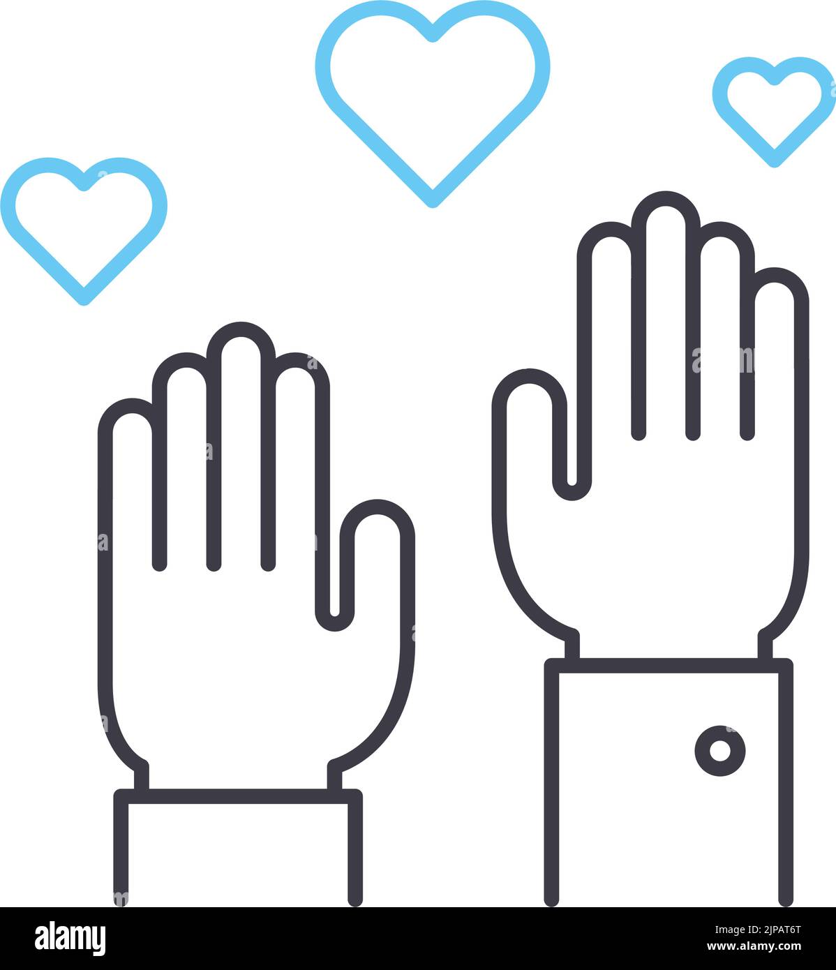 volunteering line icon, outline symbol, vector illustration, concept ...