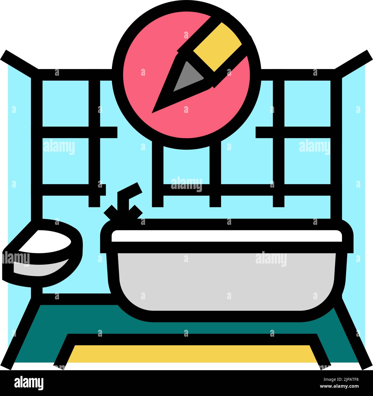 bath interior design home color icon vector illustration Stock Vector ...