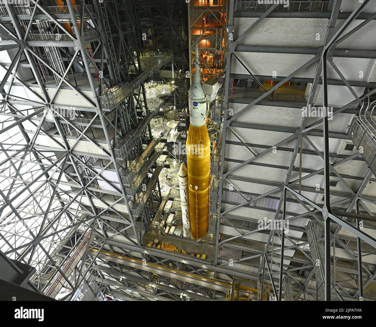 NASA's SLS rocket and Orion spacecraft are prepared to roll from the ...