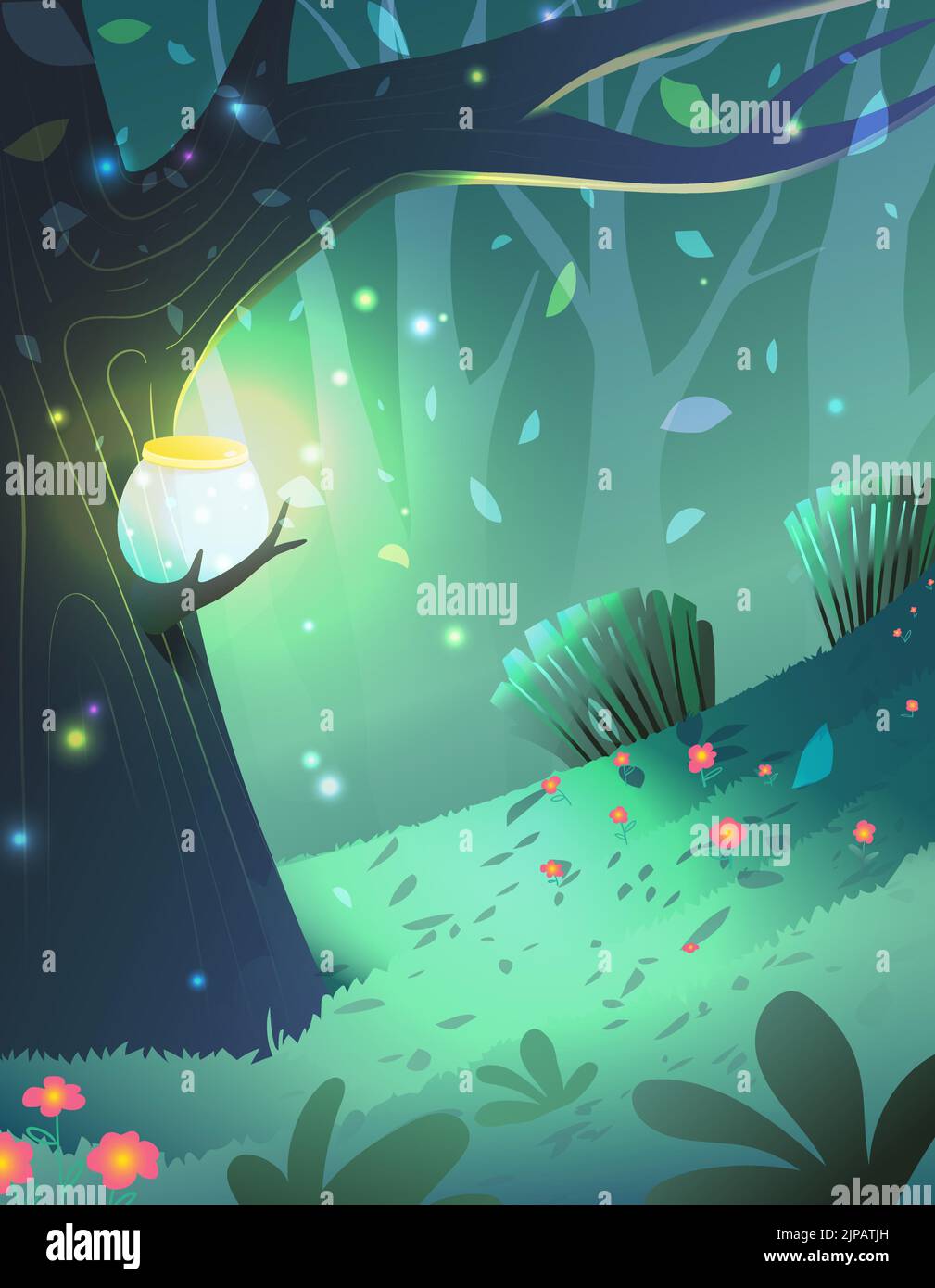 Enchanted Glowing Forest Fairytale Background Stock Vector Image & Art ...