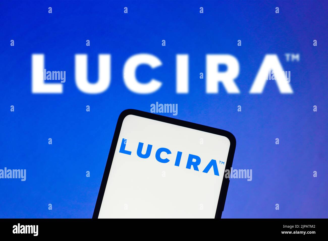 In this photo illustration, the Lucira Health logo is displayed on a ...