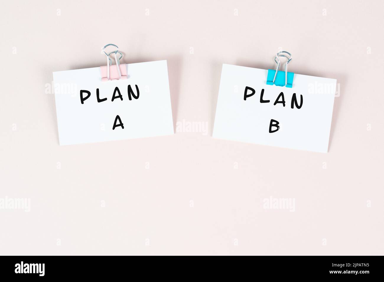 Plan A and B standing on paper, brainstorming for possibilities, making ...