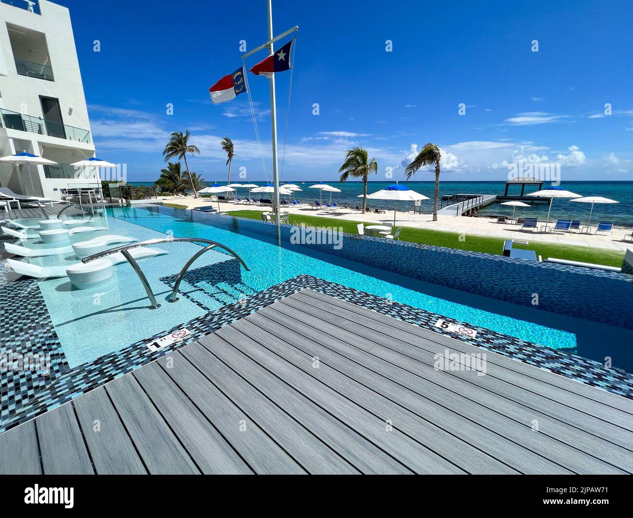Cayman Islands - June 28, 2022: The Rum Point pool at the Rum Point ...
