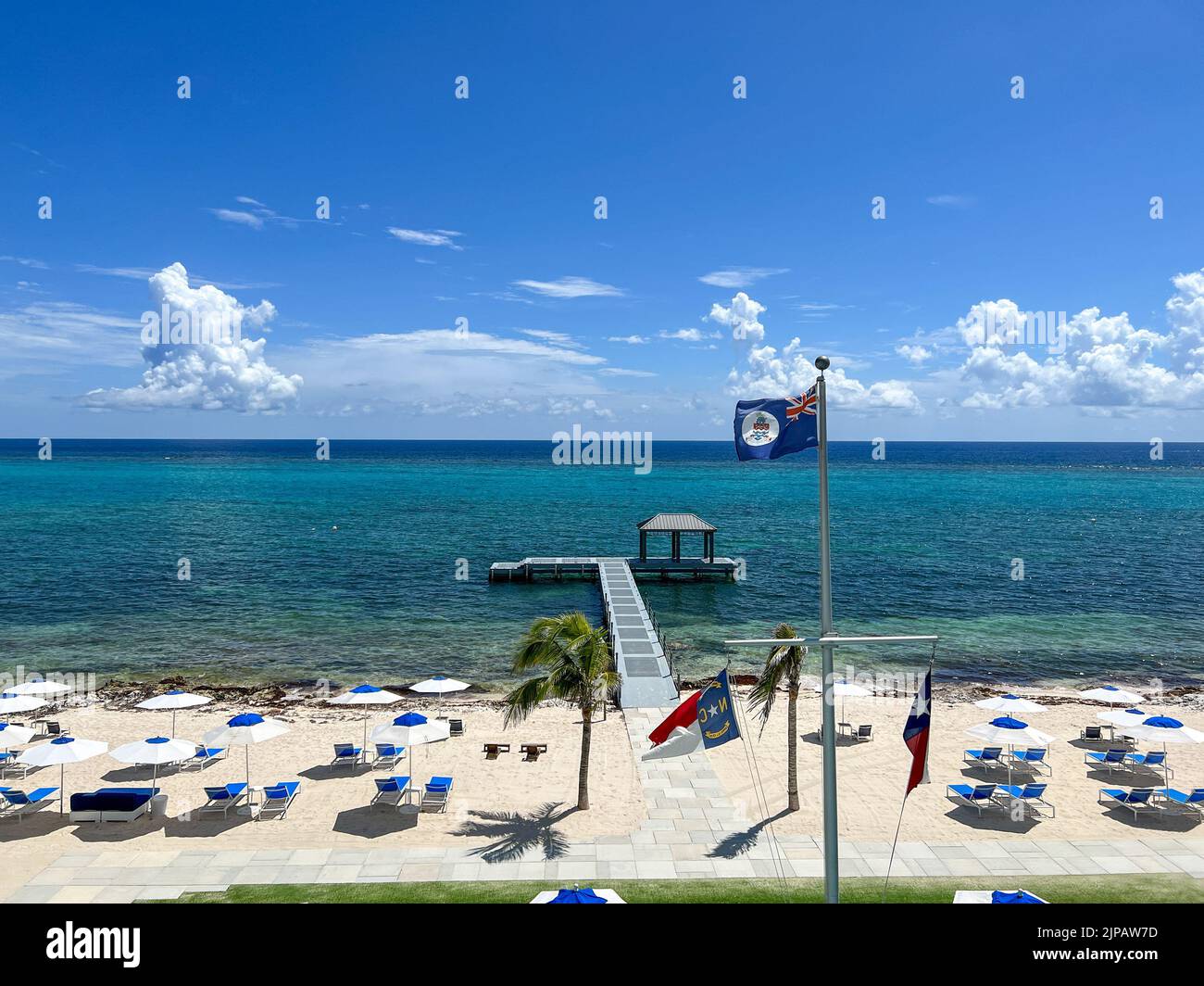 Cayman Islands - June 28, 2022: An aerial view of Rum Point beach from ...